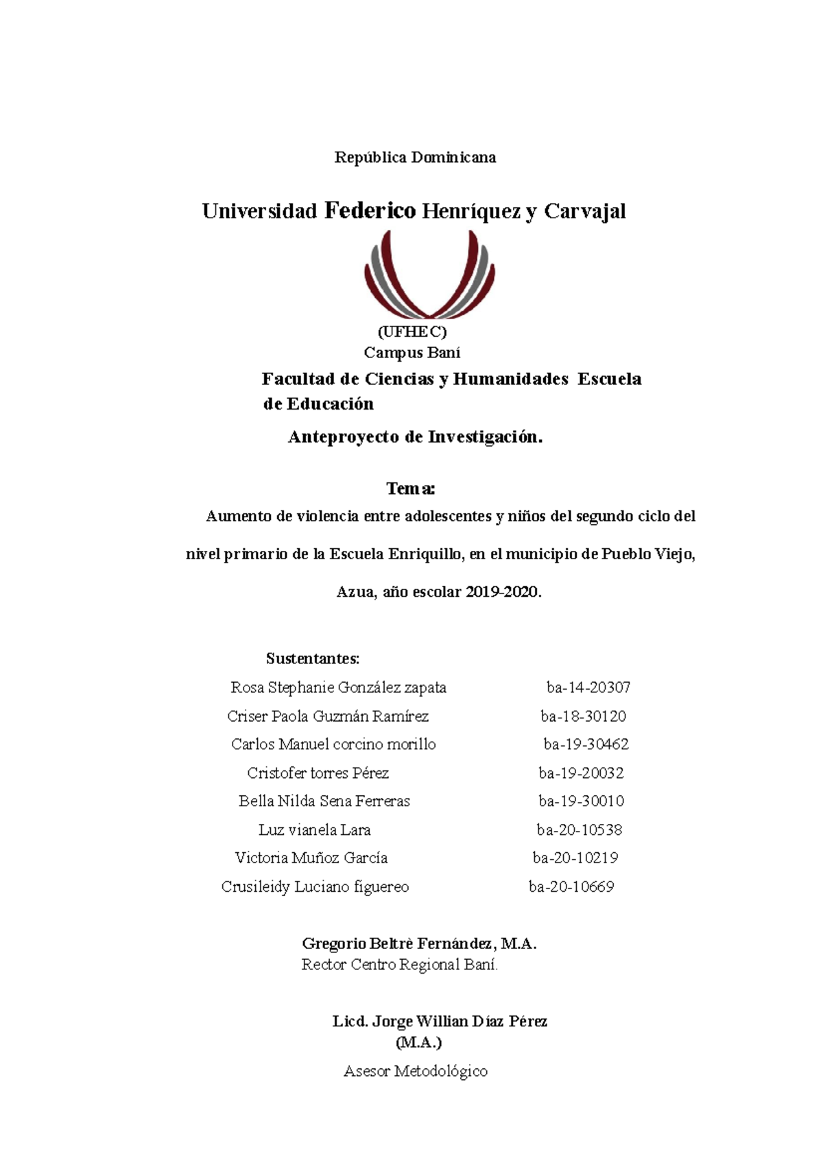 Anteproyecto completo - República Dominicana Universidad Federico ...
