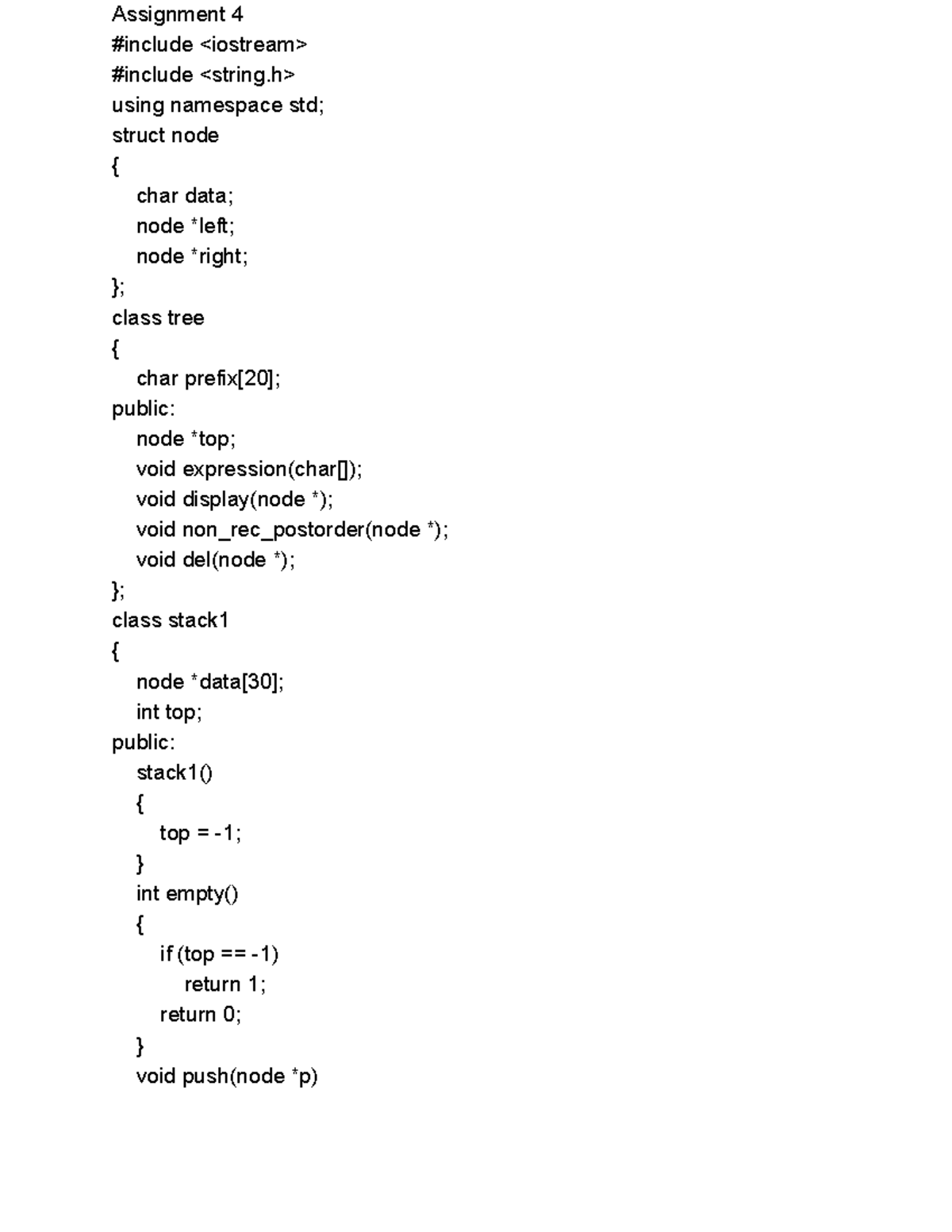 4 Expression Tree - practical program - Assignment 4 #include #include - Studocu