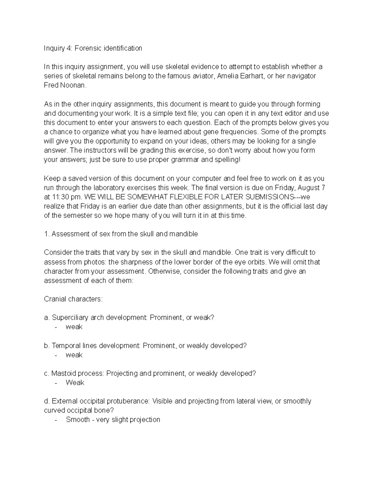 Inquiry Assignment 4 - Inquiry 4: Forensic identification In this ...