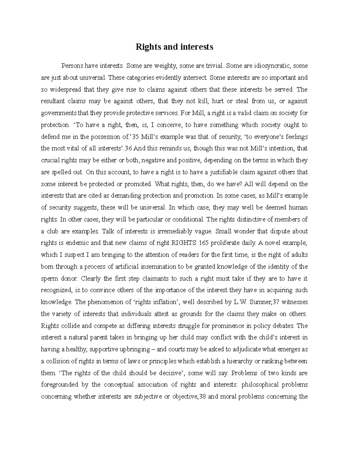Rights and interests - Rights and interests Persons have interests ...