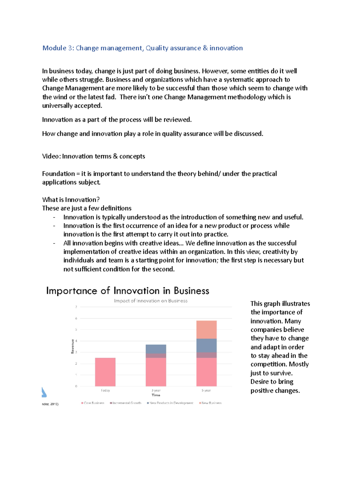 Module 3 - Change management, Quality assurance & innovation - Module 3 ...