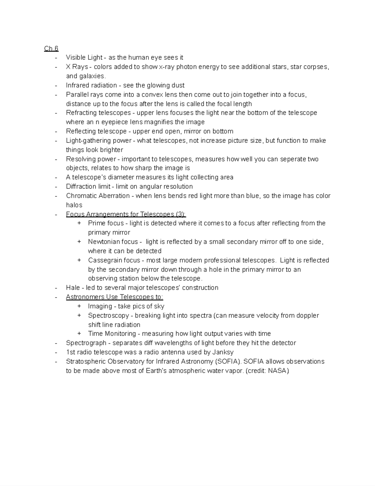 Astronomy Notes Exam 2 (Ch.6-12) - Google Docs Part 1 - Ch. - Visible ...