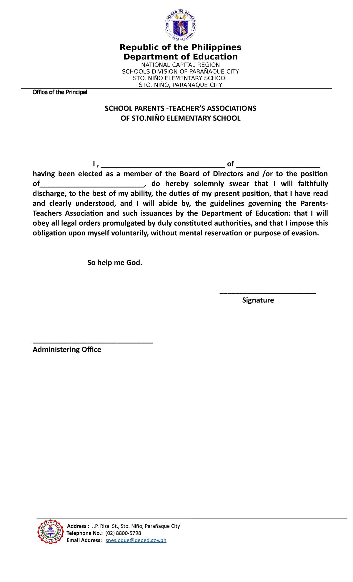 Panunumpa-SA- Tungkulin- Academic CLUB - Republic of the Philippines ...