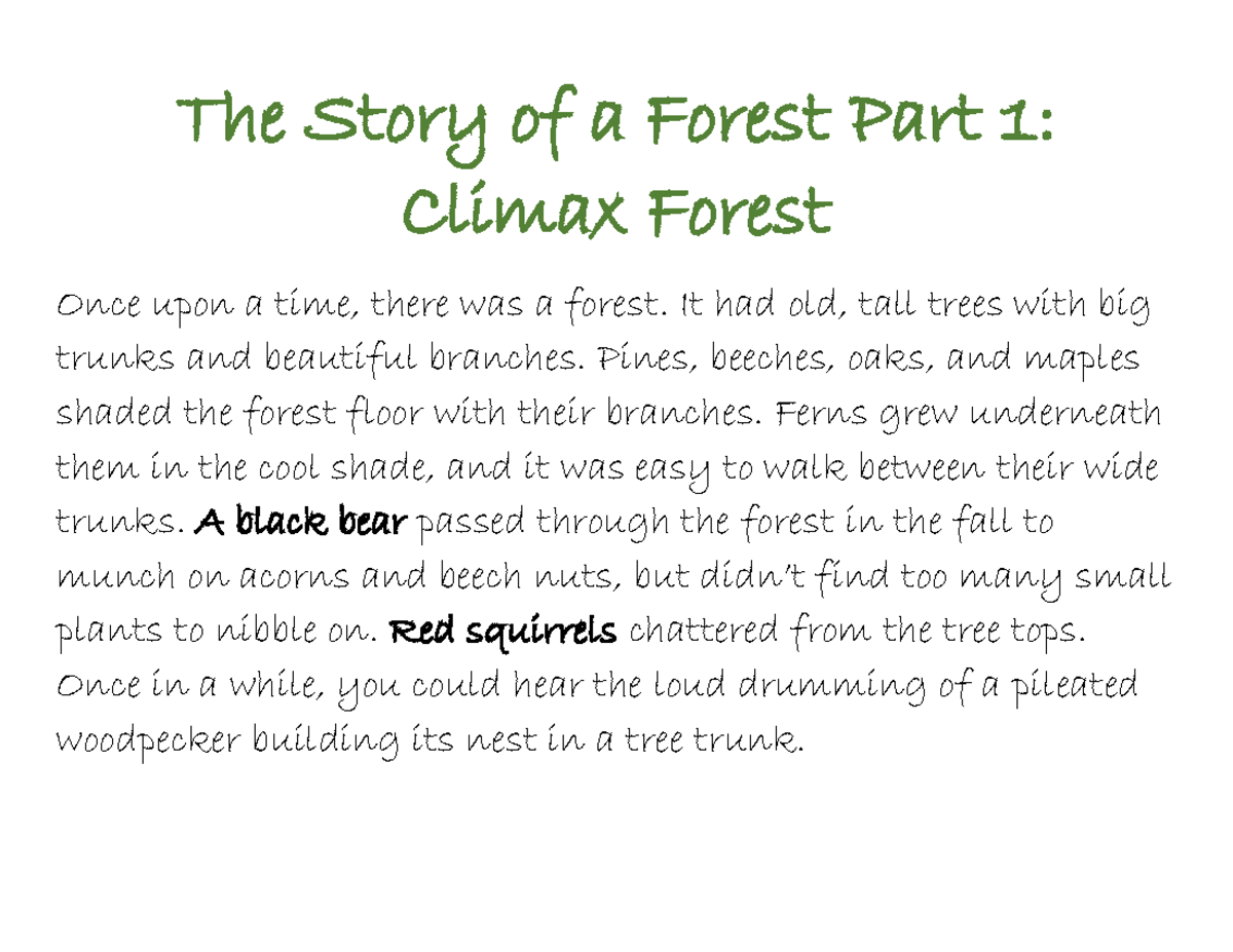 Story of a Forest Reading Cards - The Story of a Forest Part 1: Climax ...