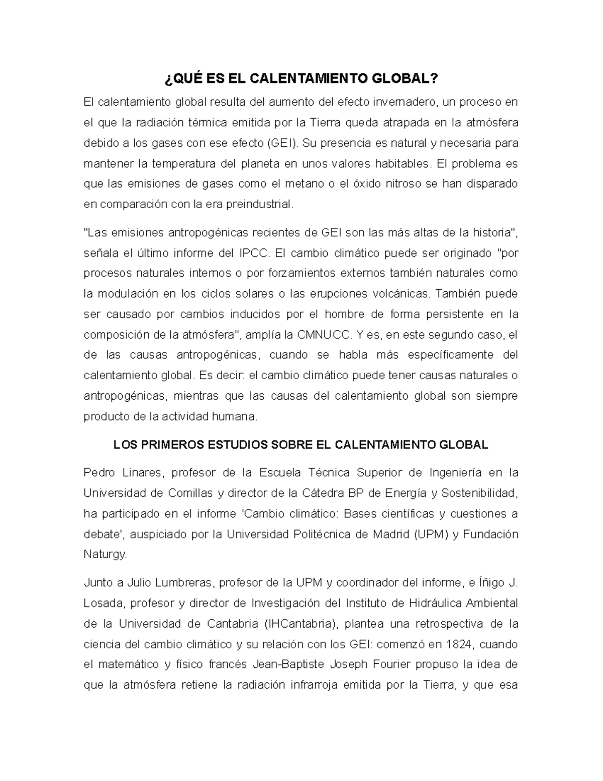QUÉ ES EL Calentamiento Global - ¿QUÉ ES EL CALENTAMIENTO GLOBAL? El ...