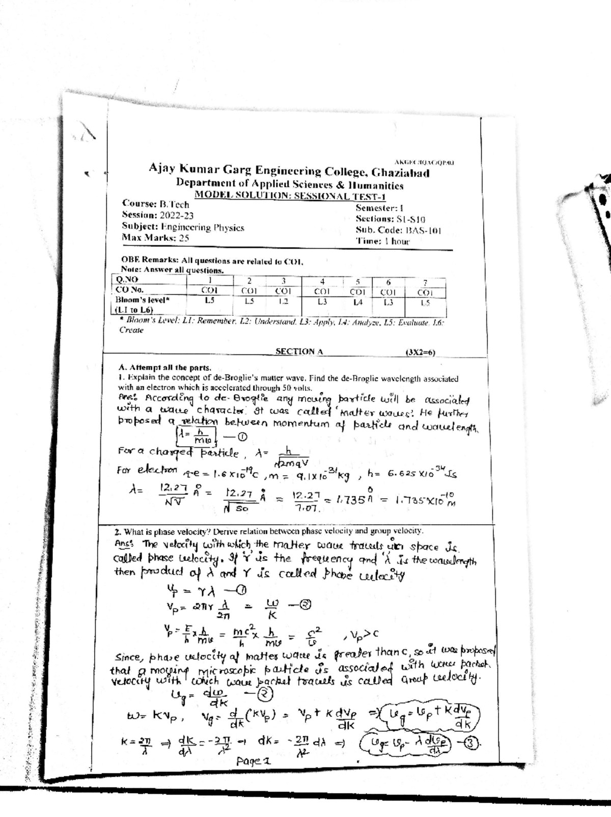 ST1 BAS101 Solution 16-Dec-2022 09-20-24 - b.tech - Studocu