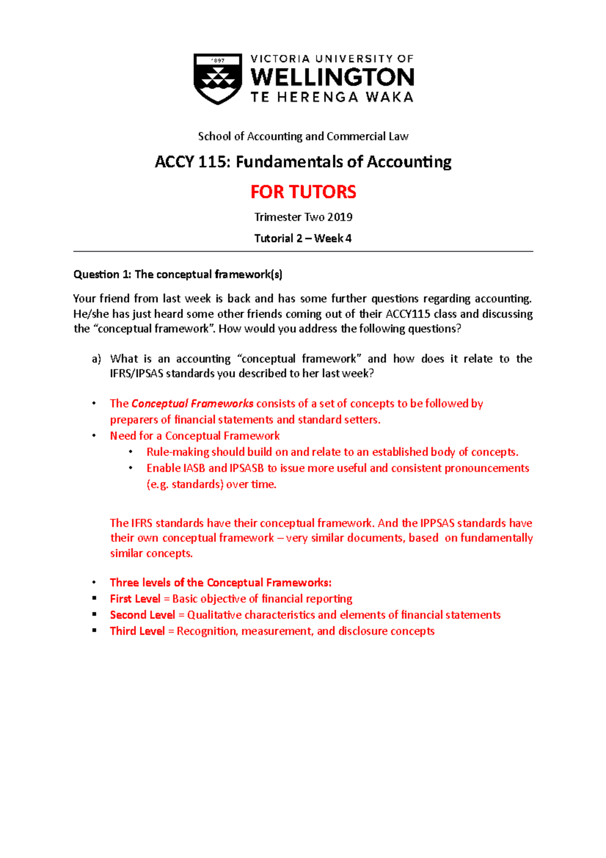 Tutorial 6 Solutions - School of Accounting and Commercial Law ACCY 115 ...