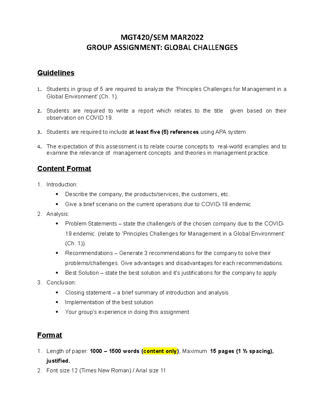 MGT420 Guidelines Global Challenges ( Group) - MGT420/SEM MAR GROUP ...