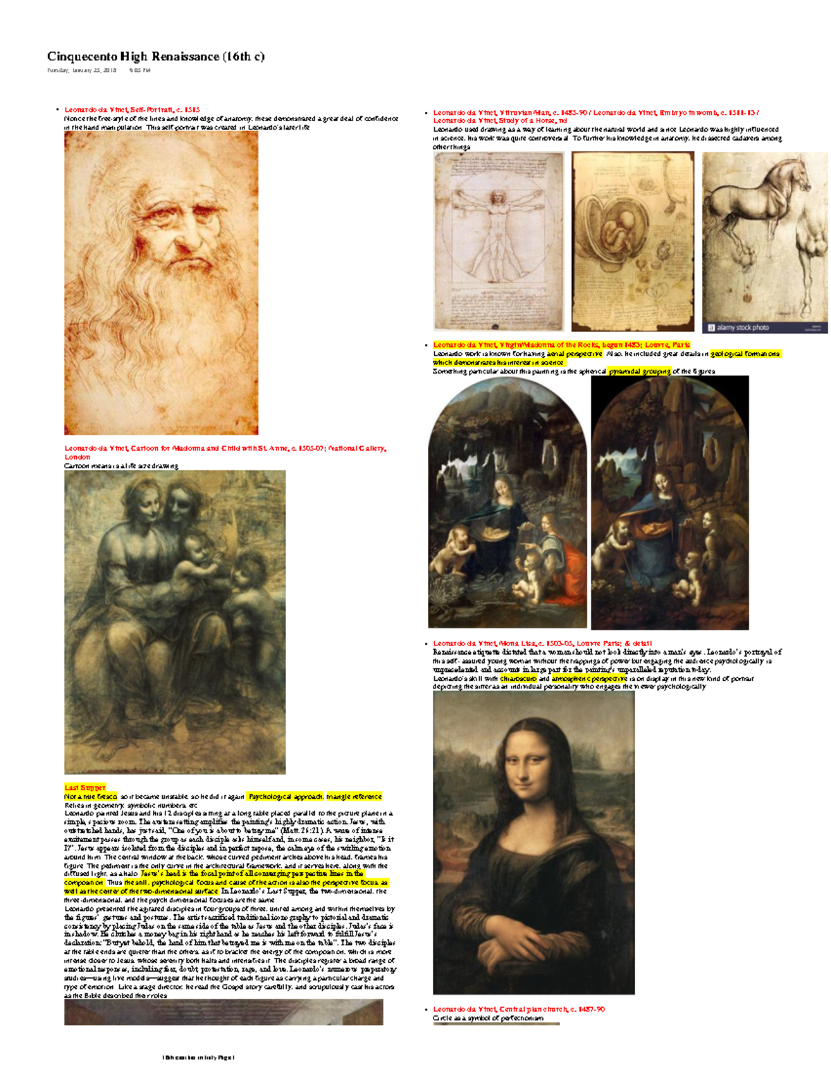 Cinquecento High Renaissance (16th c) - 1515 Notice the of the lines ...