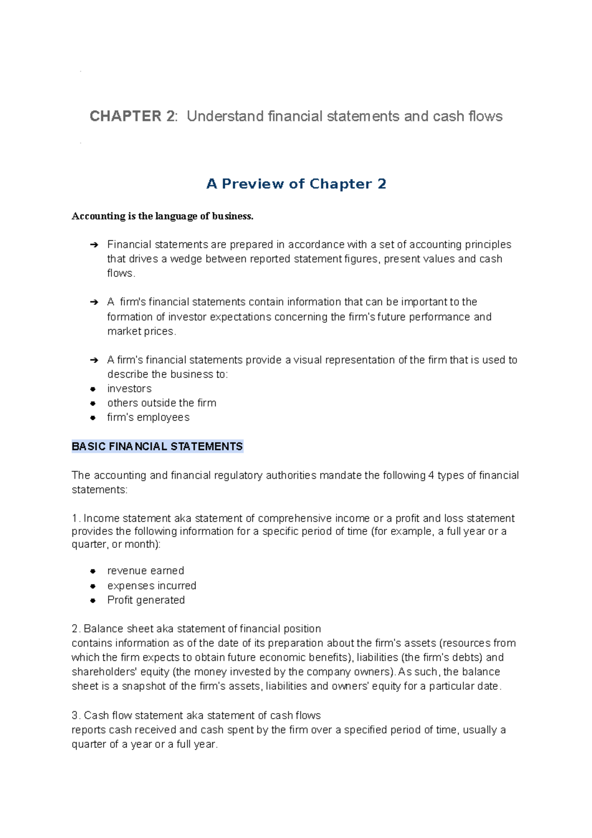 Chapter 2 Financing Enterprise Notes - CHAPTER 2: Understand financial ...