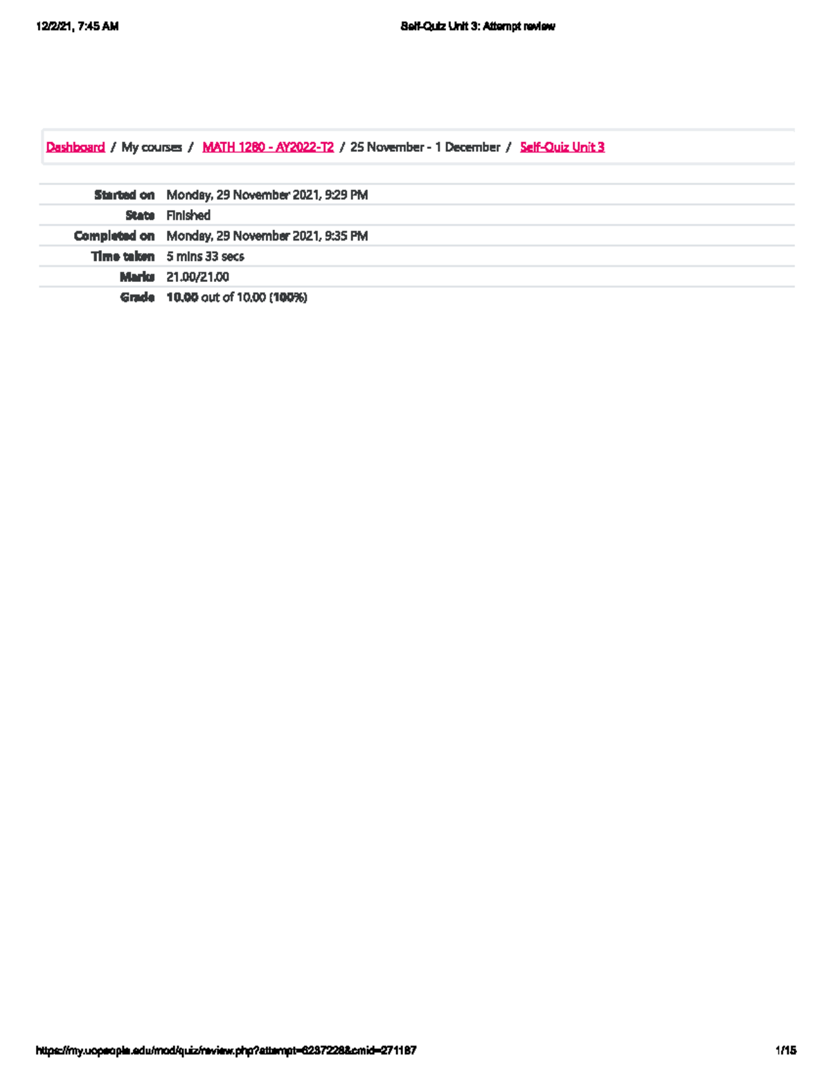 Self Quiz Unit 3 Math 1280 Introduction To Statistics Self Quiz Unit