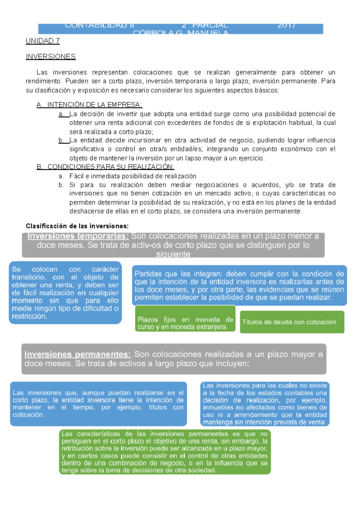 Contabilidad General. - UNIDAD 7 INVERSIONES Las inversiones ...