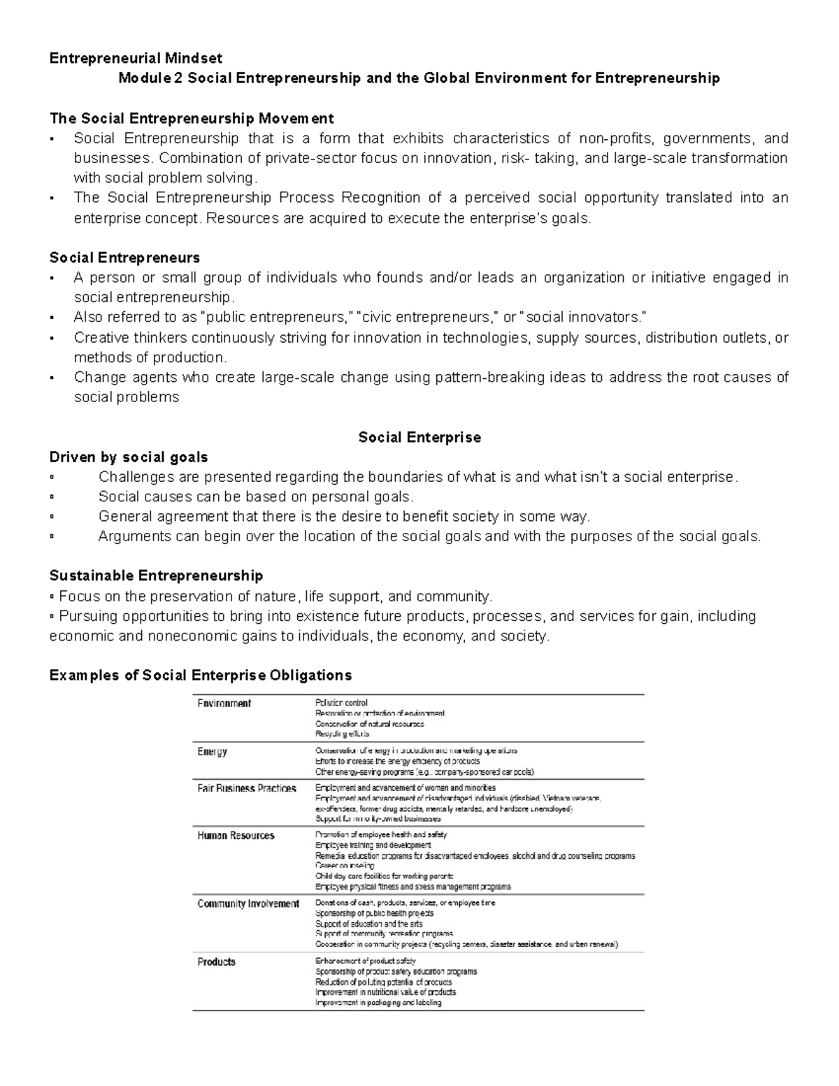 Module 2 SOCIAL ENTREPRENEURSHIP - Entrepreneurial Mindset Module 2 ...