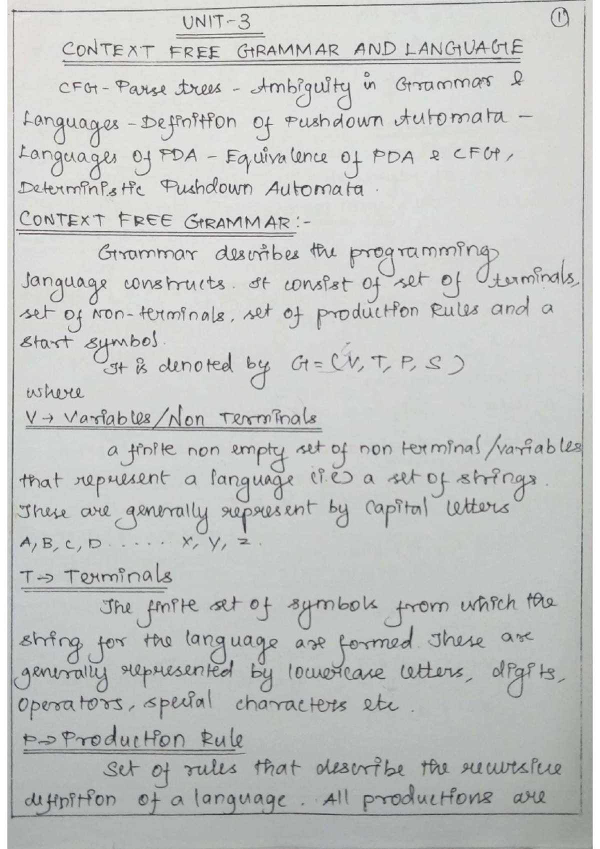 Unit iii CFG - TOC - CP5292 - Studocu
