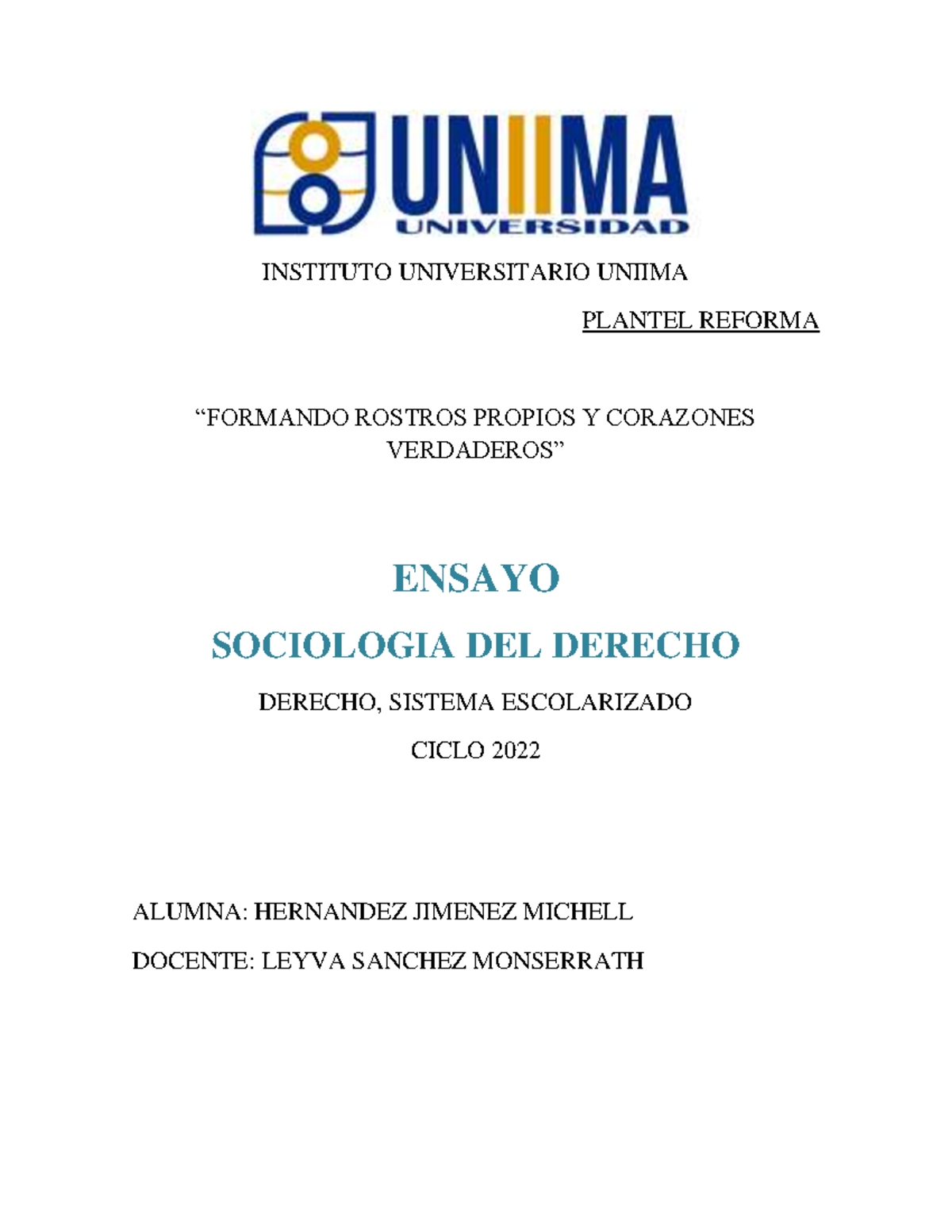 Ensayo - Proyecto - INSTITUTO UNIVERSITARIO UNIIMA PLANTEL REFORMA ...