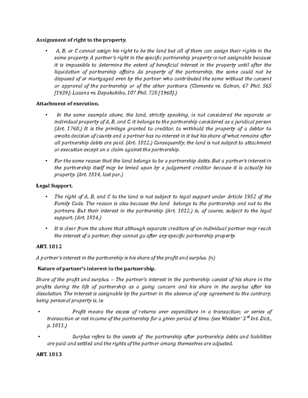 Assignment of right to the property - A, B, or C cannot assign his ...