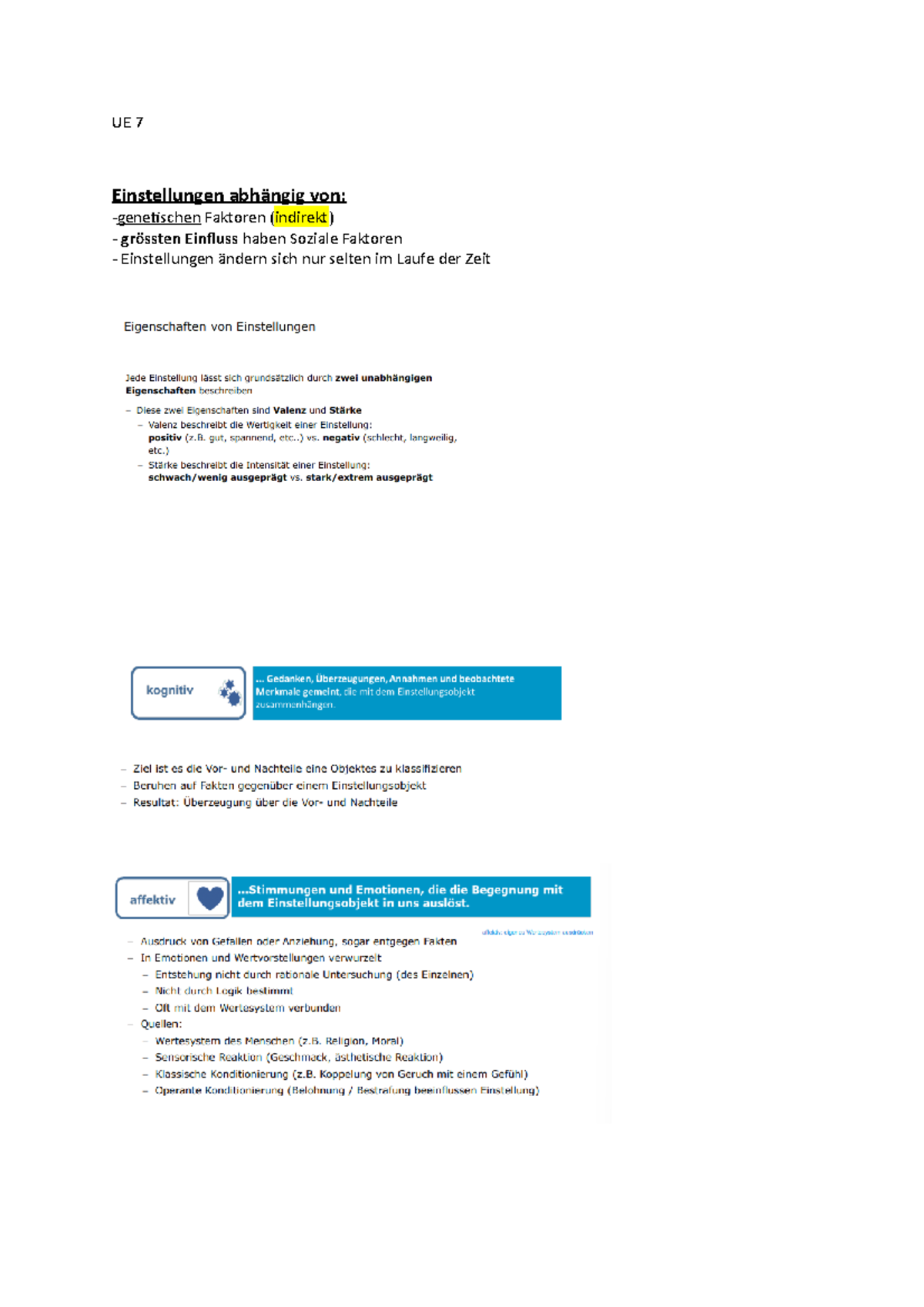 UE 7 Zusammenfassung - UE 7 Einstellungen abhängig von: -genetischen ...