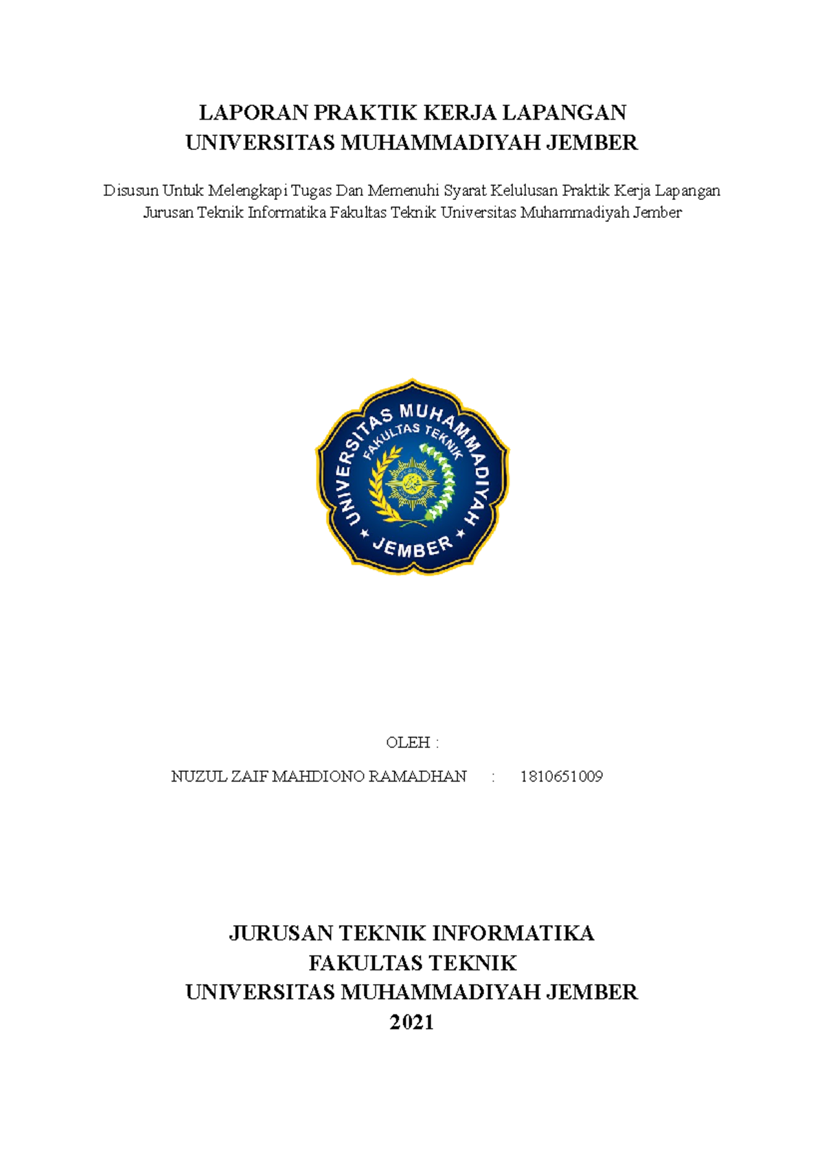 Laporan PKL ( Fixed) - LAPORAN PRAKTIK KERJA LAPANGAN UNIVERSITAS ...