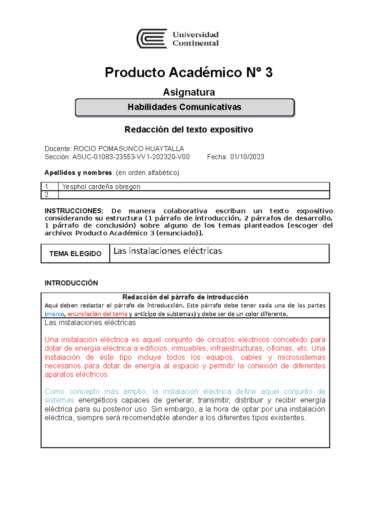 3. Producto Académico 3 habilidades comunicativas - Producto Académico N° 3 Asignatura Redacción ...
