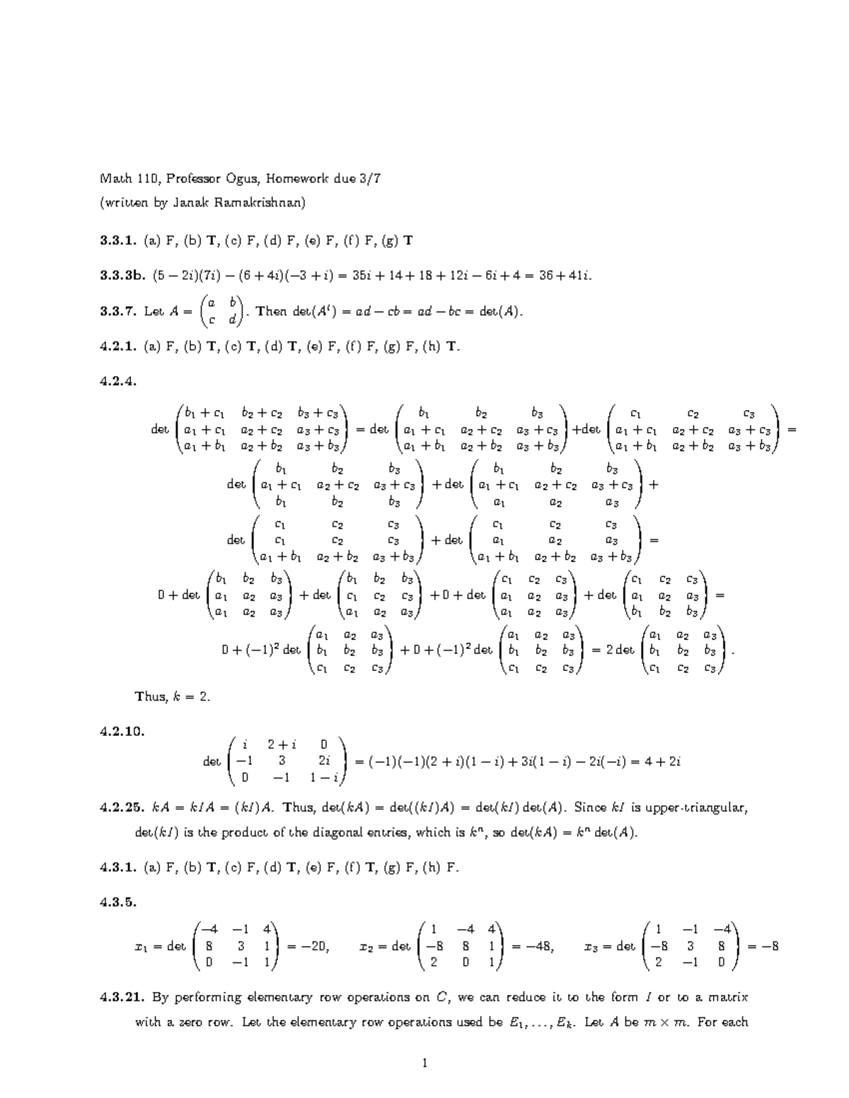 110HW8 - Arthur Ogus, Spring 2007 - Math 110, Professor Ogus, Homework ...