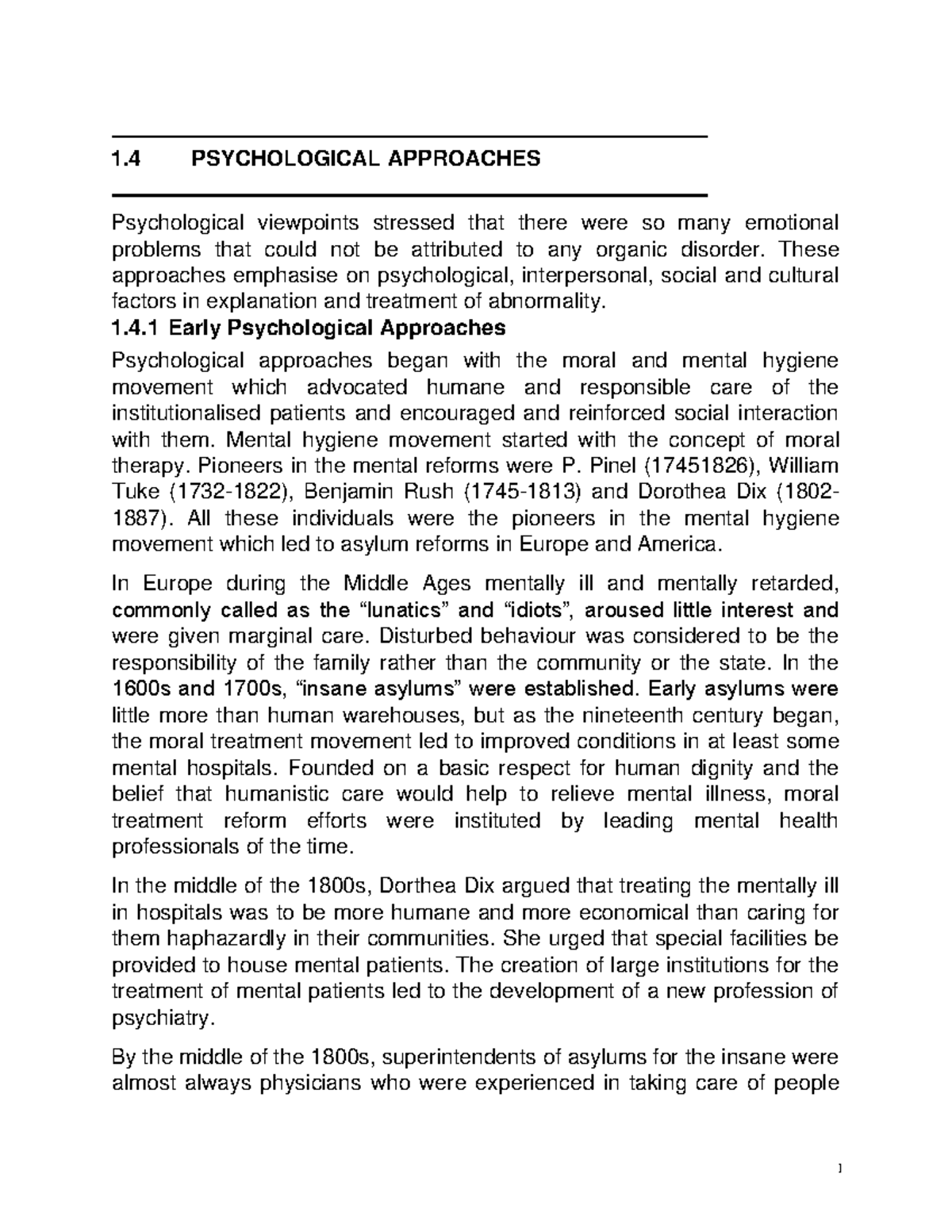 Psychological Approaches - 1 PSYCHOLOGICAL APPROACHES Psychological ...