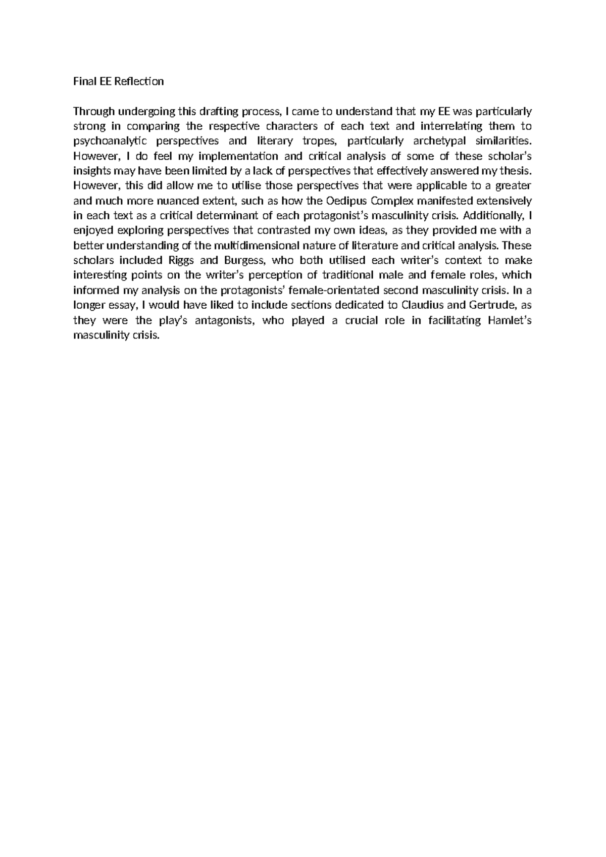 Final EE Reflection - Final EE Reflection Through undergoing this ...