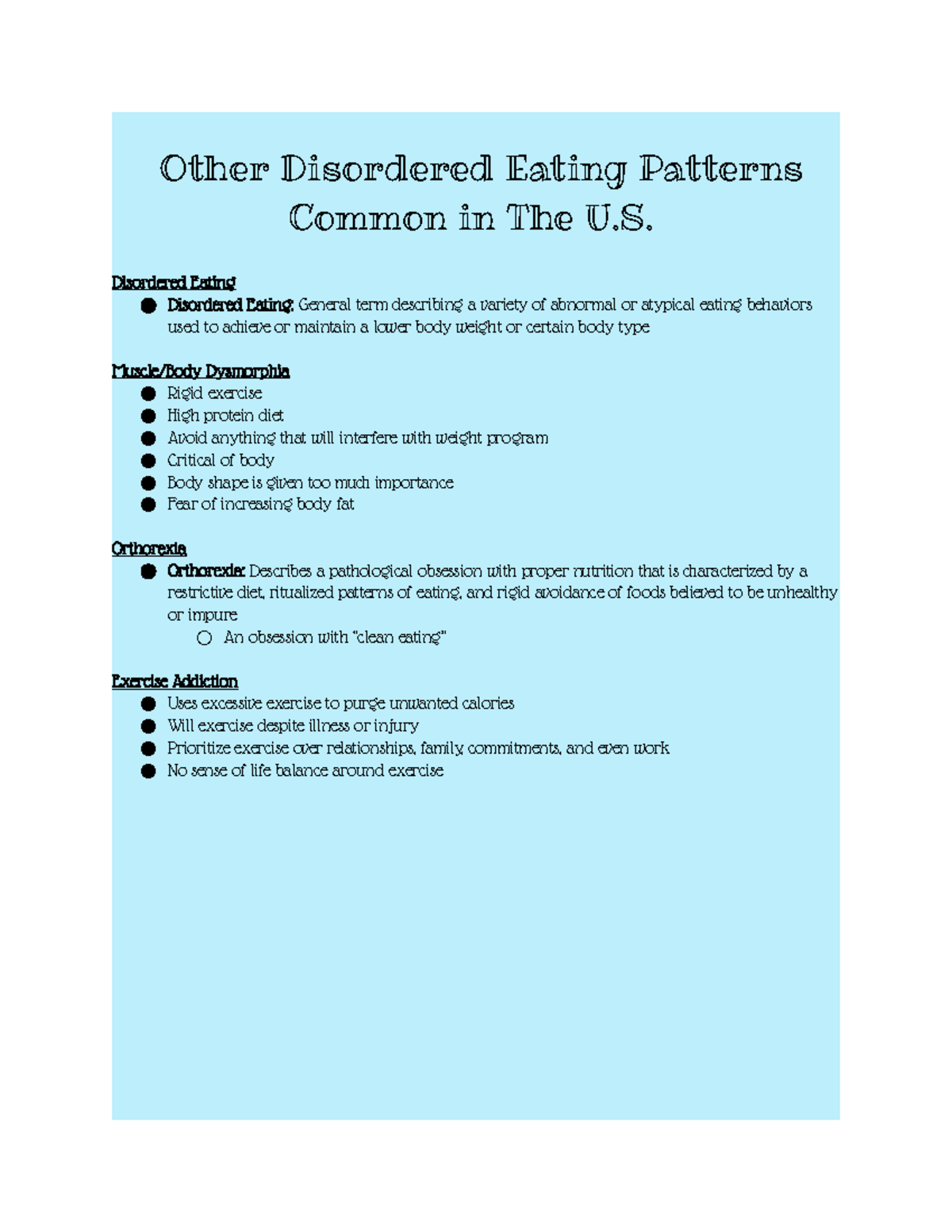 Other Disordered Eating Patterns Common in The U - Disordered Eating ...