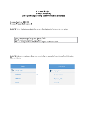 CEIS236 Week 5 Project Deliverable - Course Project DeVry University ...