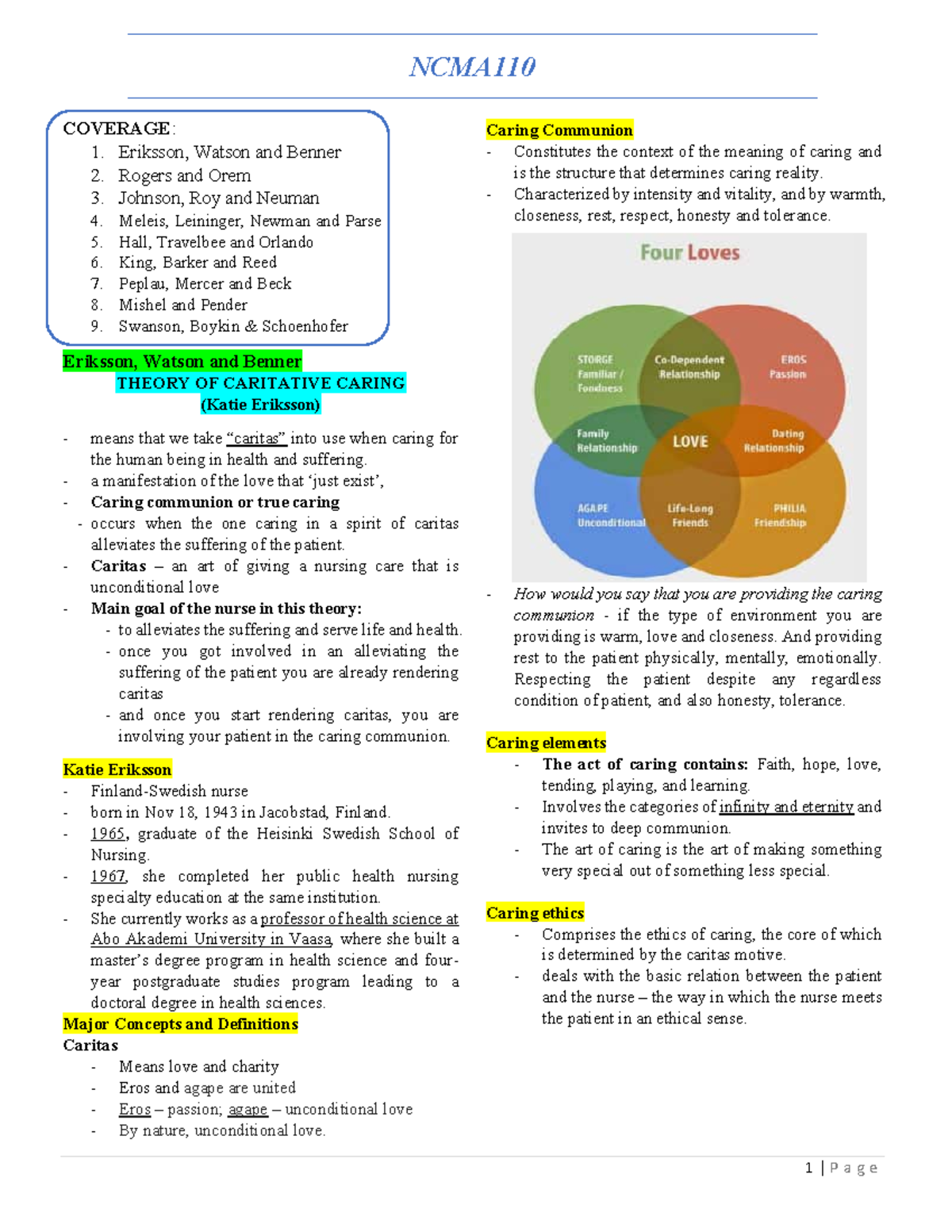 ️NCMA110 - weferg - COVERAGE : 1. Eriksson, Watson and Benner 2. Rogers ...