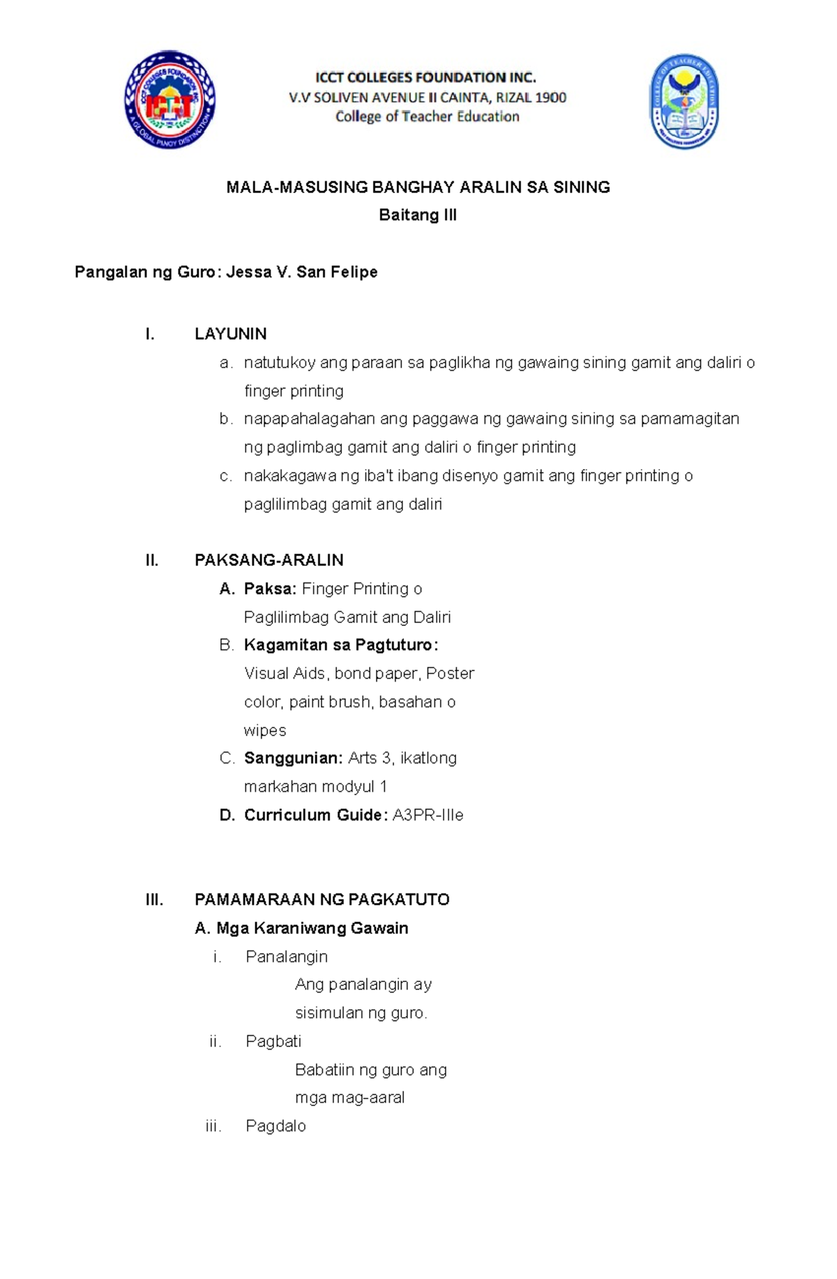 Tagalog-4As-LP-updated - MALA-MASUSING BANGHAY ARALIN SA SINING Baitang ...