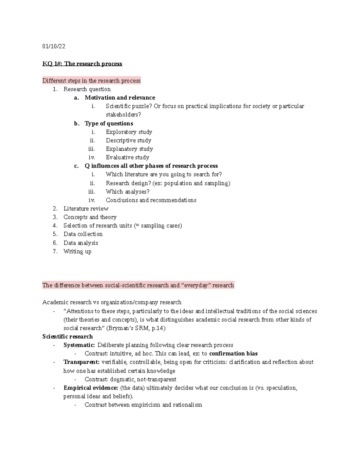 Social Research Methodology - 01/10/ KQ 1#: The research process ...