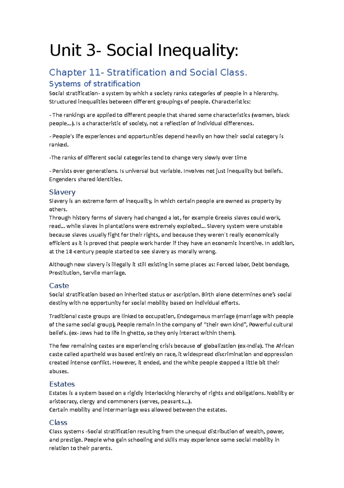 Unit 3- inequality - Resumen unidad 3 sociología - Unit 3- Social ...