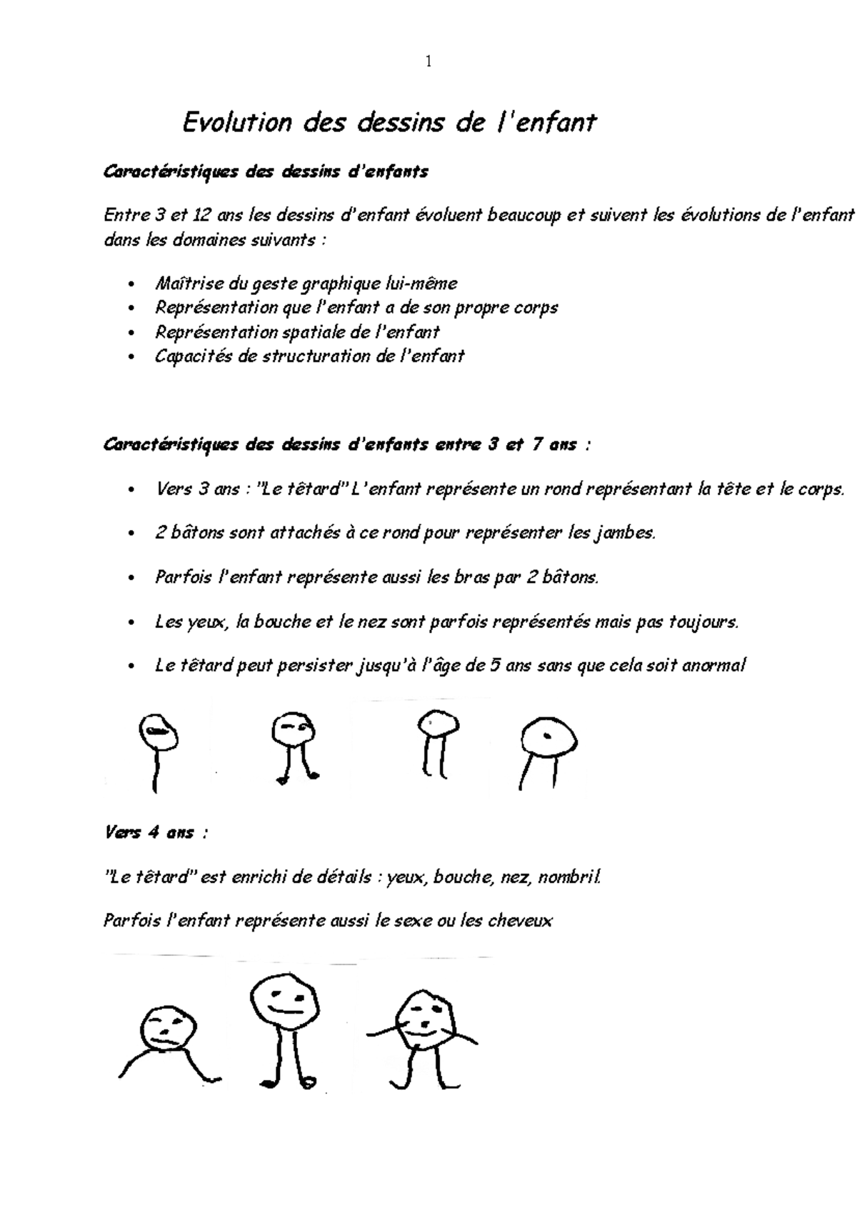 Evolution des dessins de l'enfant - 1 Evolution des dessins de des ...