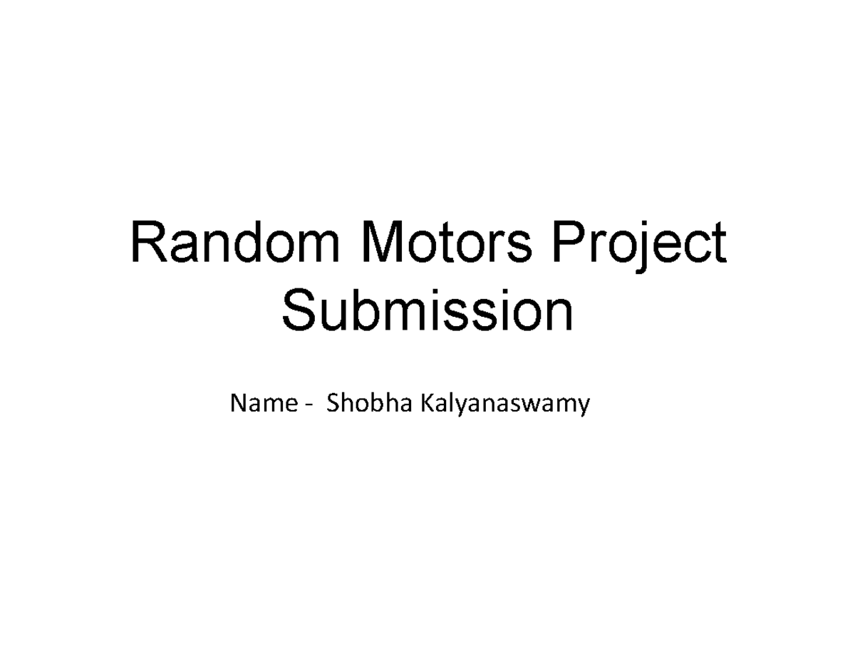 Project Presentation - This is a course on Decision Sciences in MBA ...