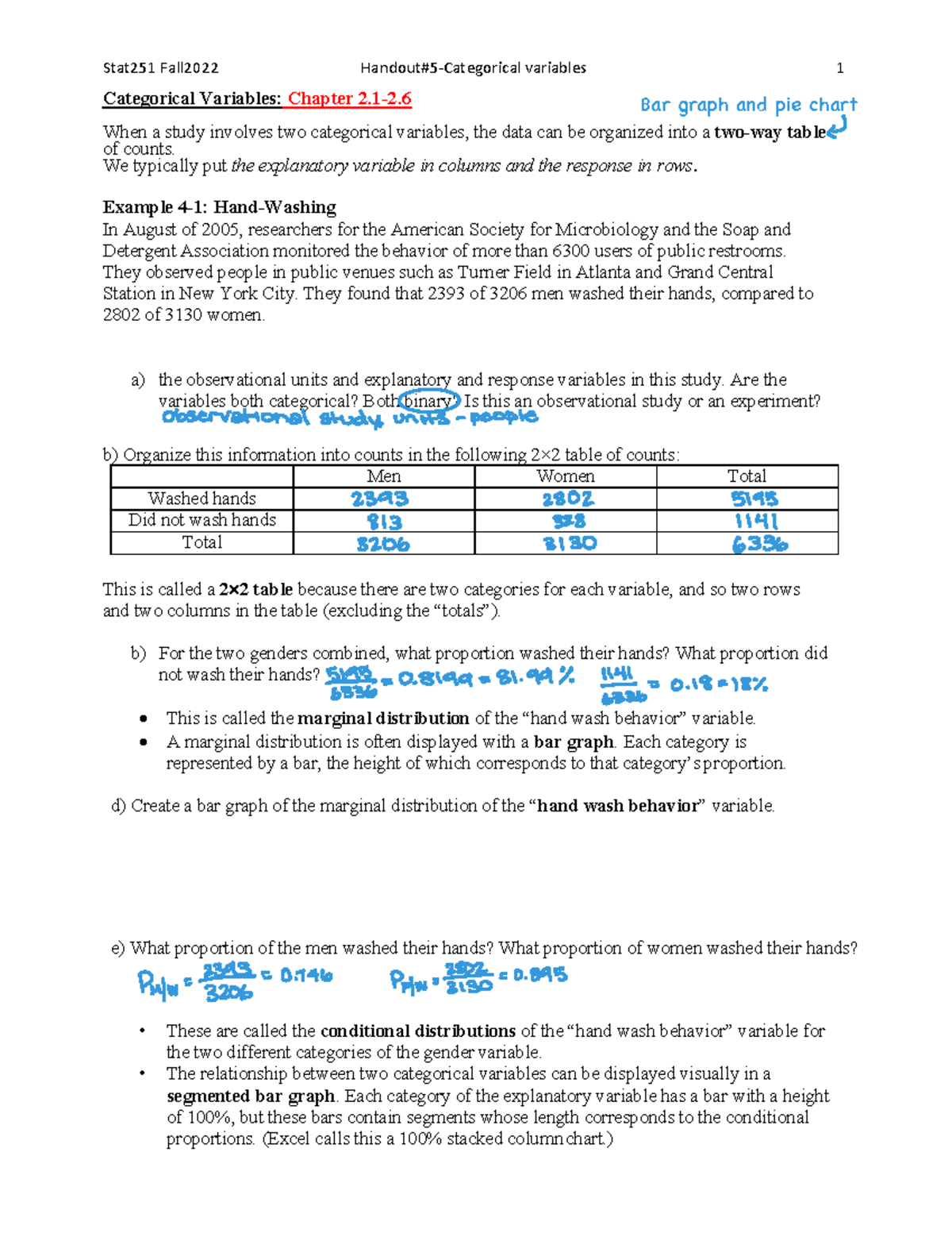 Handout 6 ch 2.1-2.6 - categorical - Categorical Variables: Chapter 2-2 ...