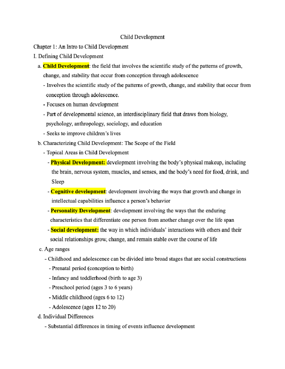 Child Development - PSY A245 - Studocu