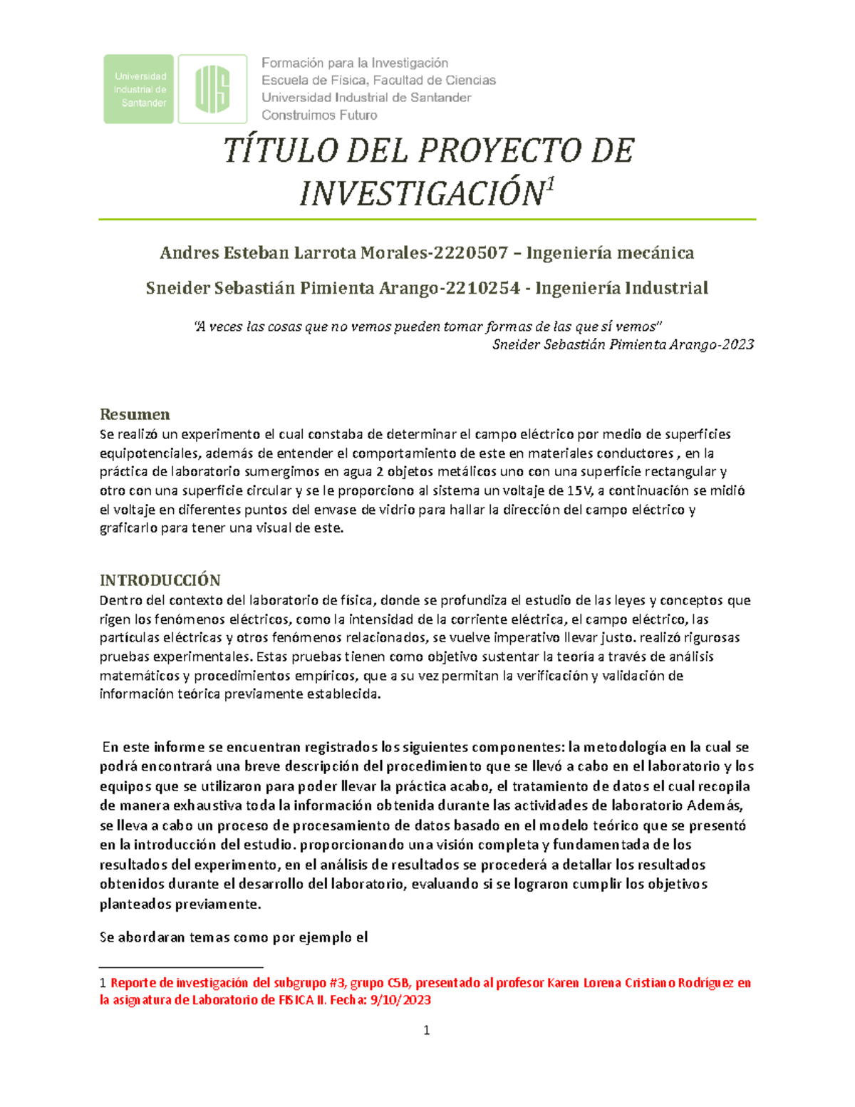 Informe II Terminado - dadasda - TÍTULO DEL PROYECTO DE INVESTIGACIÓN 1 ...