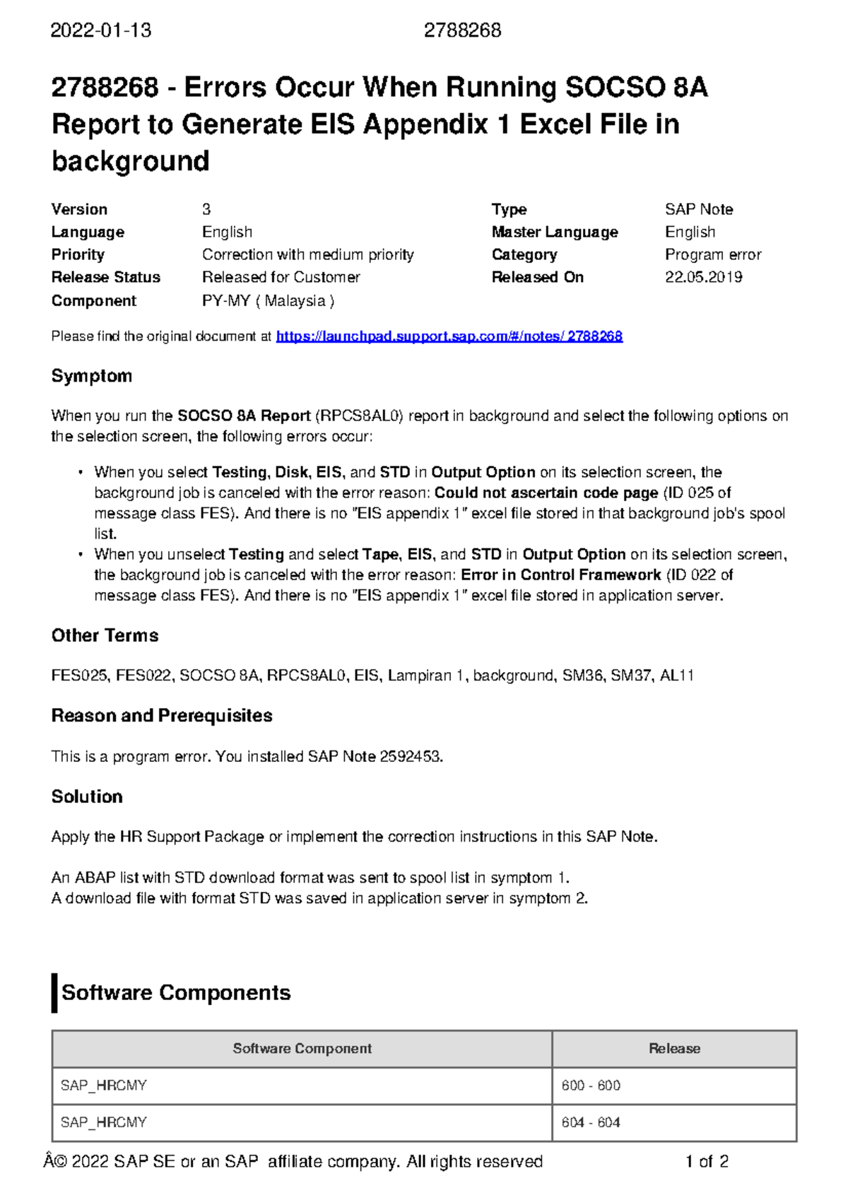 2788268 E 2022011 3 for guidance - 2788268 - Errors Occur When Running ...