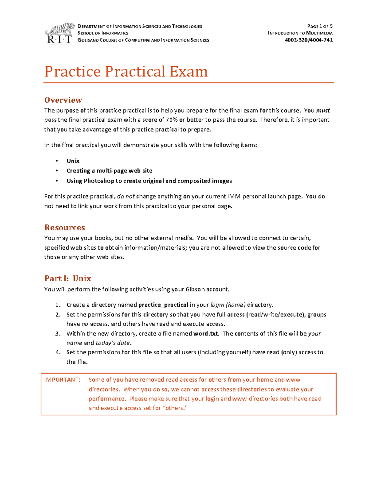 Practice Practical - D EPARTMENT O F I NFORMATION S CIENCES A ND T ...