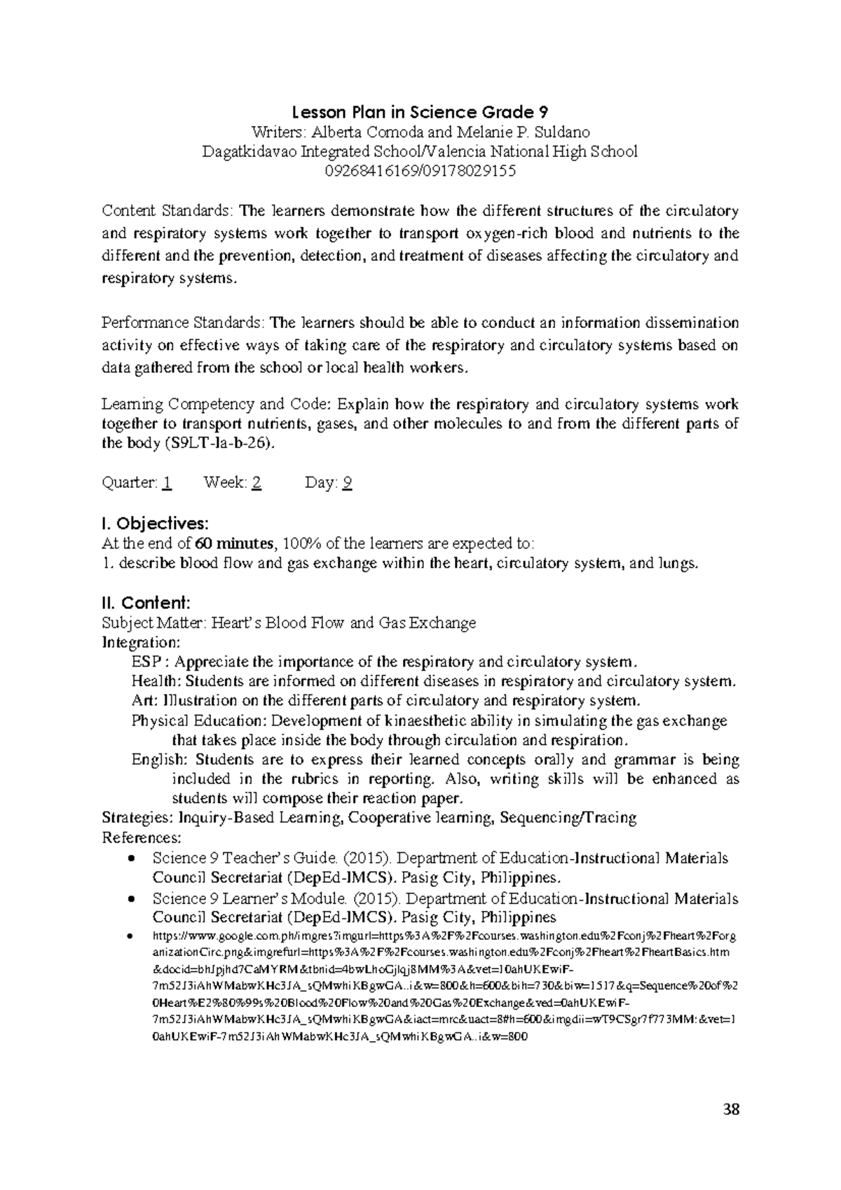 Science 9 DLP Q1 W2 D9 - Lesson Plan in Science Grade 9 Writers ...