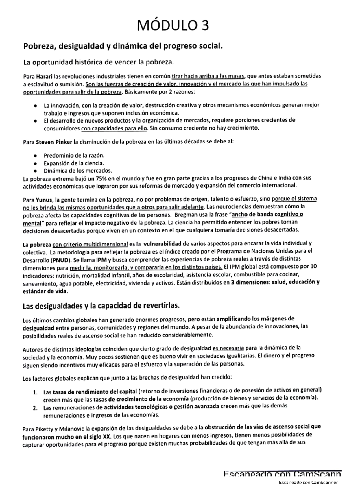 Resumen M3 y M4 tecnologías y humanidades - MÓDULO 3 Pobreza, desigualdad y dinámica del ...