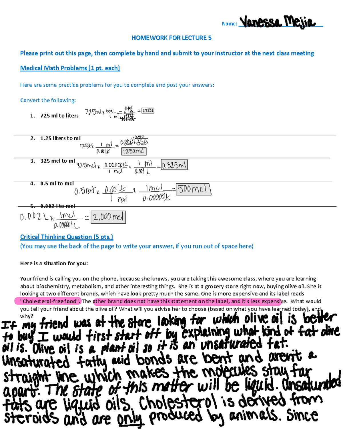 EMB Homework 5 - EMB assignment #5 - Name: HOMEWORK FOR LECTURE 5 ...