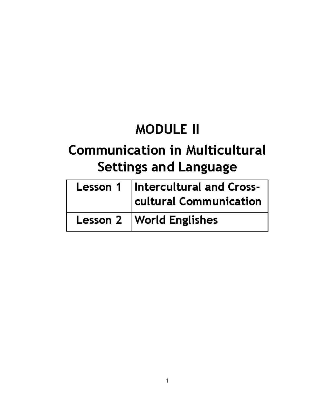 Chapter-2 - Chapter-2 - MODULE II Communication in Multicultural ...