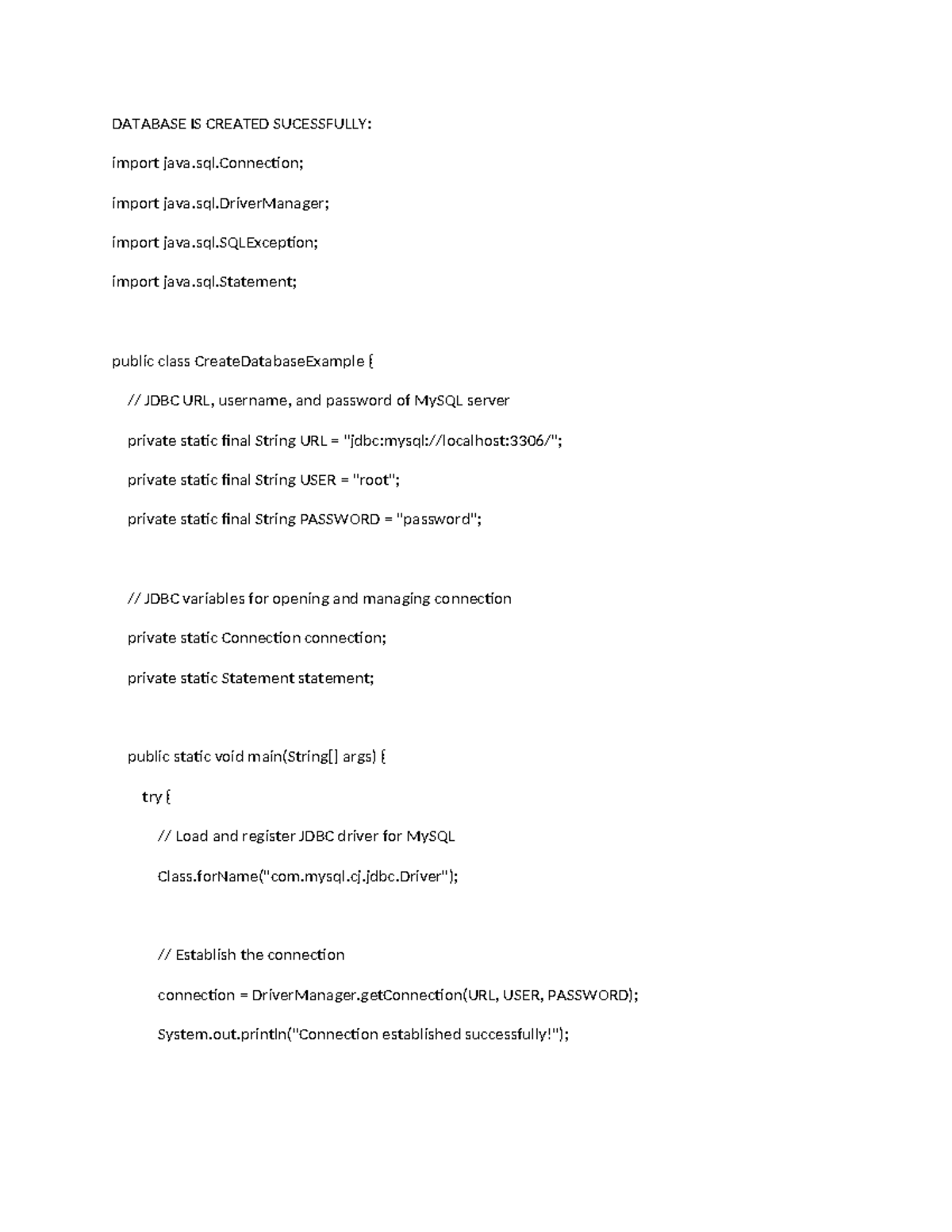 Database IS Created Sucessfully - DATABASE IS CREATED SUCESSFULLY ...