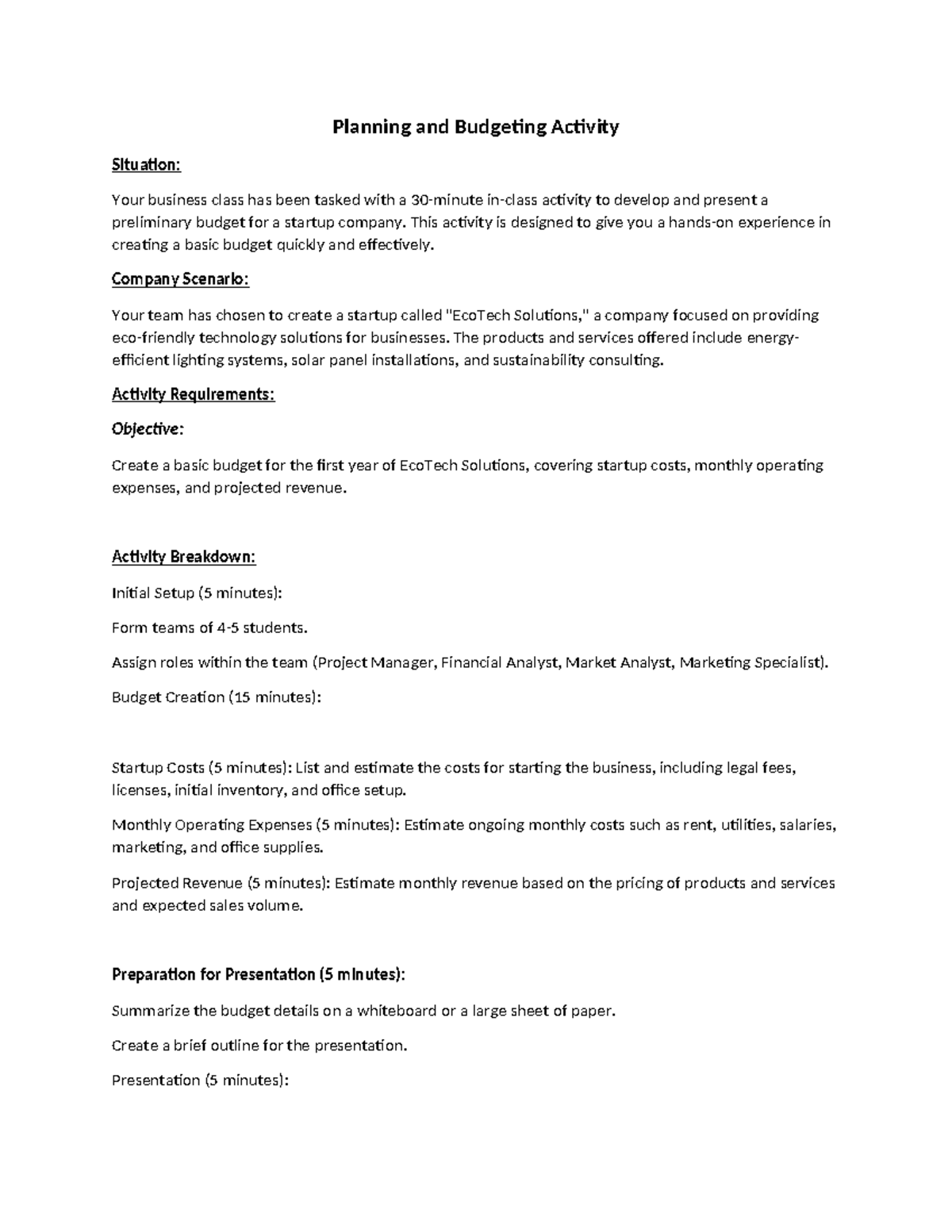 Planning and Budgeting Activity Control - Planning and Budgeting ...