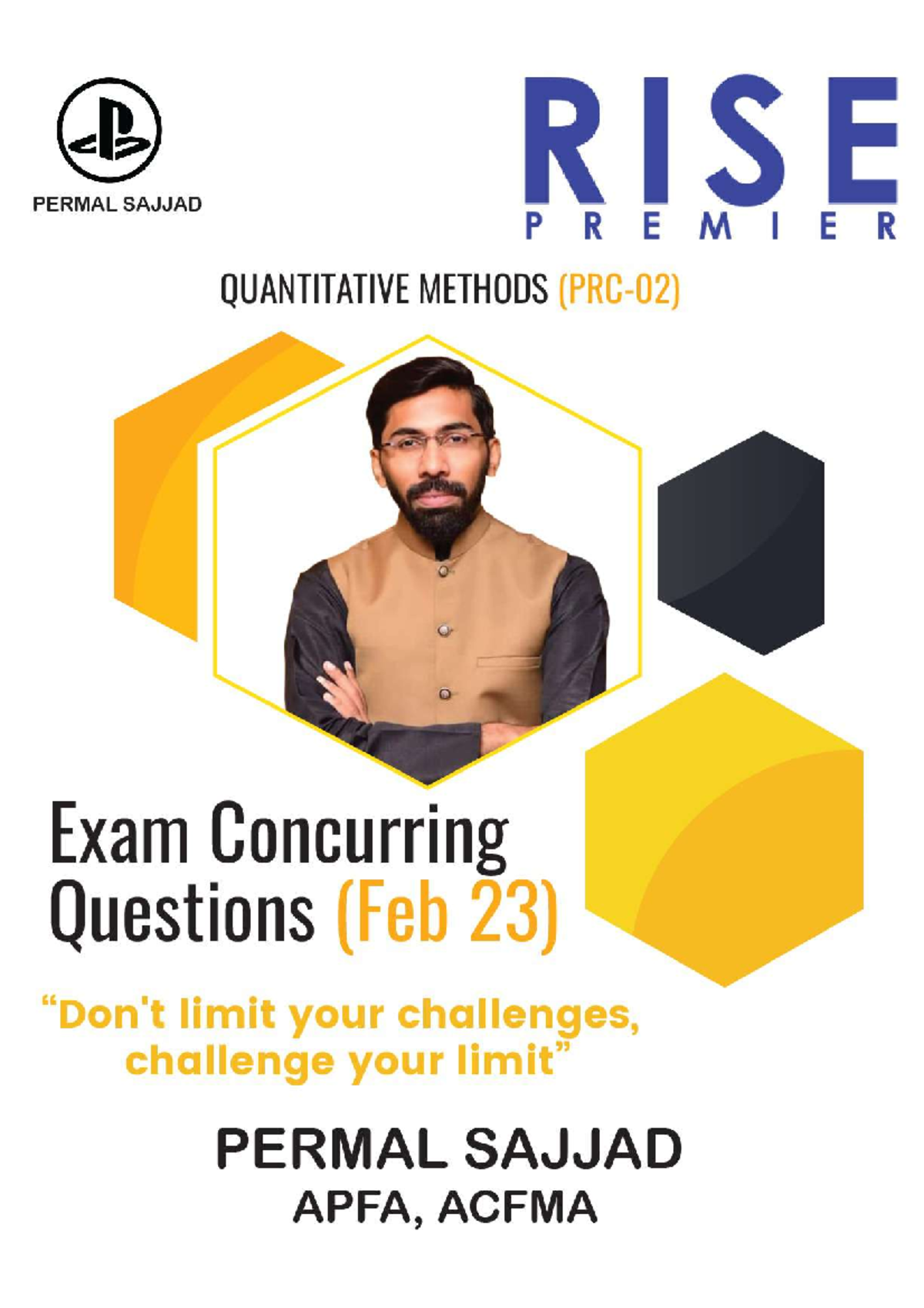 QM Questions Feb 23 by Permal Sajjad - Quantitative Methods - ICAP ...