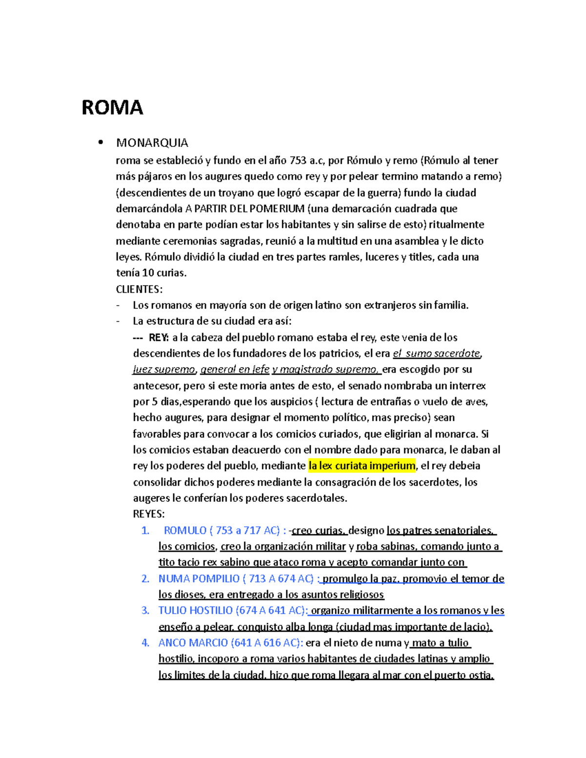 Romano 1 - ROMA MONARQUIA roma se estableció y fundo en el año 753 a ...