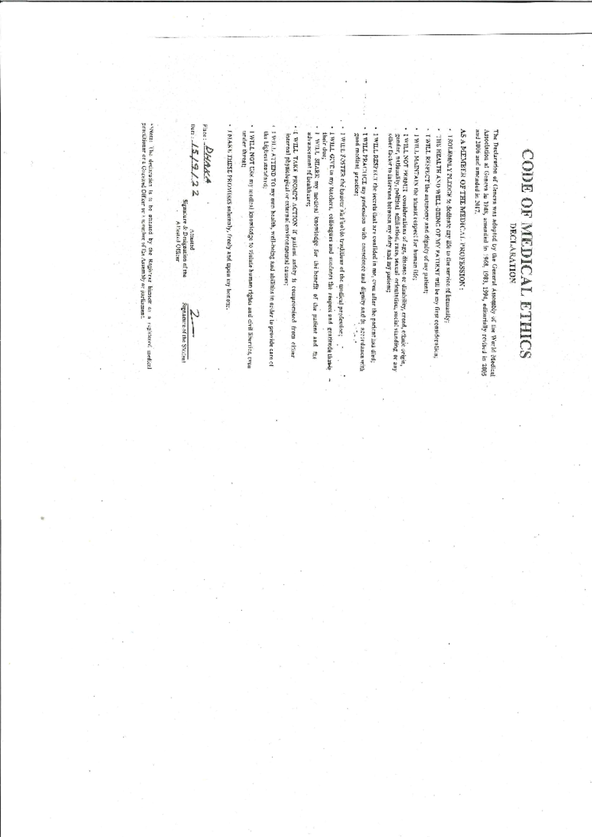 Code of Medical Ethics - CODE OF MEDICAL ETHICS DECLARATION The ...