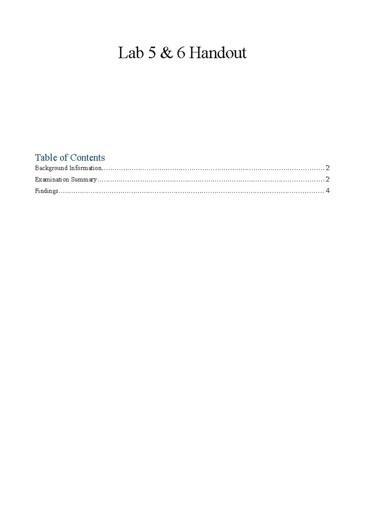 Lab 5 and 6 - Lab 5 & 6 Handout Table of Contents Background - Studocu