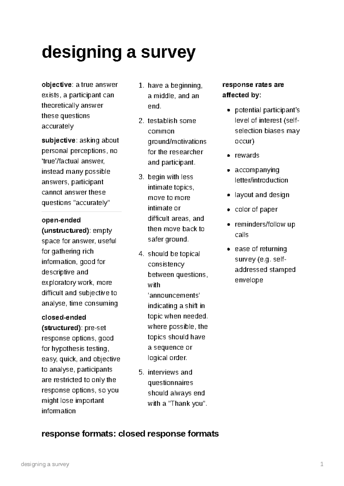 2009 Survey - PSYC2009 - designing a survey 1 designing a survey ...